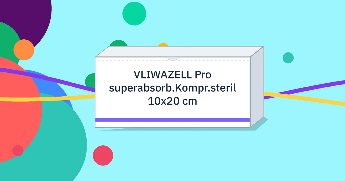 Symbolbild: Packung mit der Aufschrift VLIWAZELL Pro superabsorb.Kompr.steril 10x20 cm (PZN 17200252) – Verfügbarkeit und Bezug in Apotheken in Frankfurt am Main