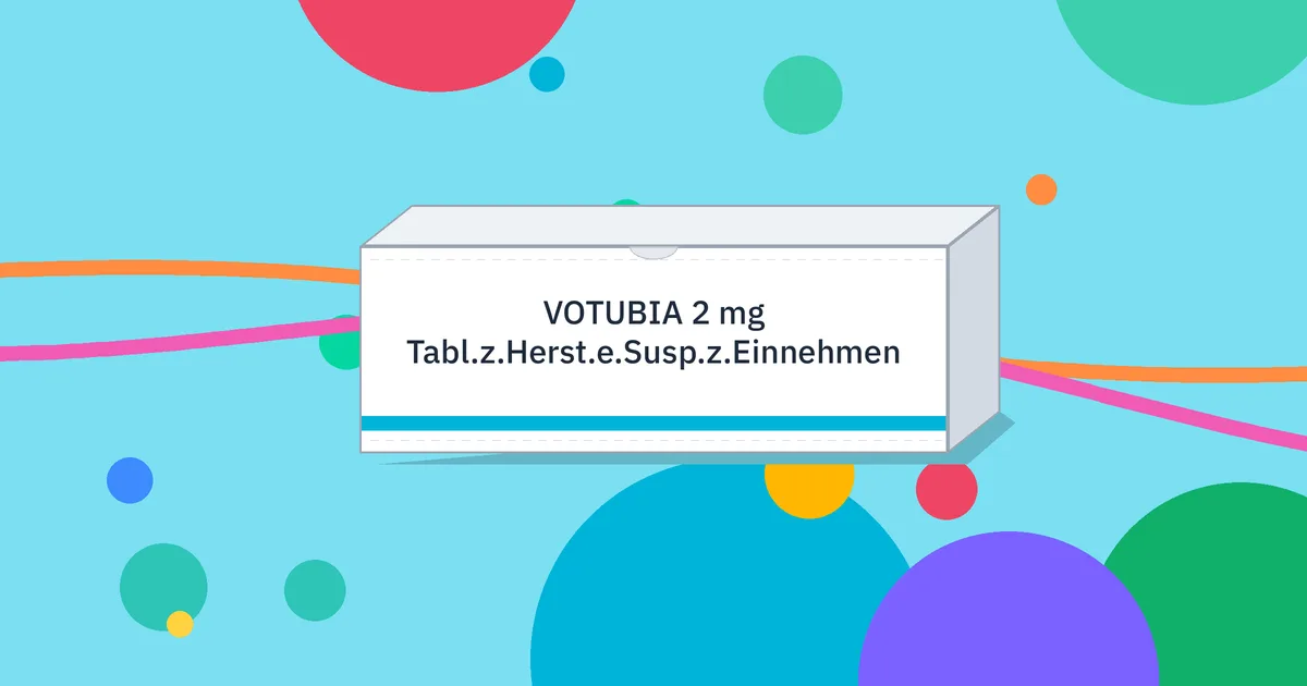 Symbolbild: Packung mit der Aufschrift VOTUBIA 2 mg Tabl.z.Herst.e.Susp.z.Einnehmen (PZN 19400742) – Verfügbarkeit und Bezug in Apotheken in Frankfurt am Main