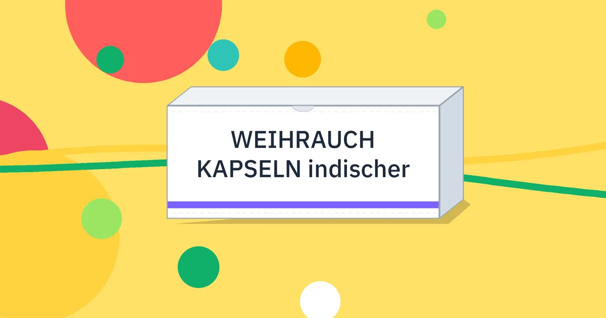 Symbolbild: Packung mit der Aufschrift WEIHRAUCH KAPSELN indischer (PZN 02806954) – Verfügbarkeit und Bezug in Apotheken in Frankfurt am Main