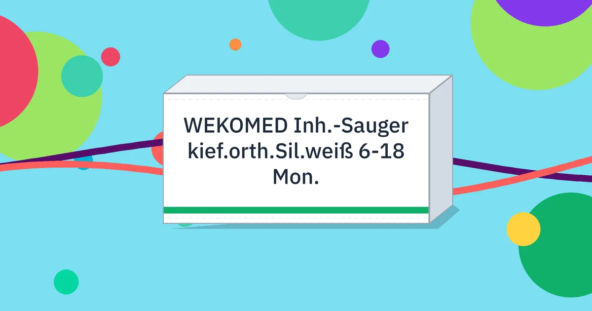 Symbolbild: Packung mit der Aufschrift WEKOMED Inh.-Sauger kief.orth.Sil.weiß 6-18 Mon. (PZN 09238223) – Verfügbarkeit und Bezug in Apotheken in Frankfurt am Main
