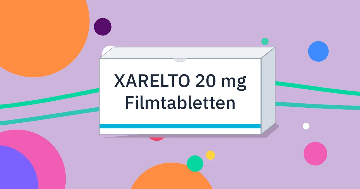 Symbolbild: Packung mit der Aufschrift XARELTO 20 mg Filmtabletten (PZN 08461433) – Verfügbarkeit und Bezug in Apotheken in Frankfurt am Main