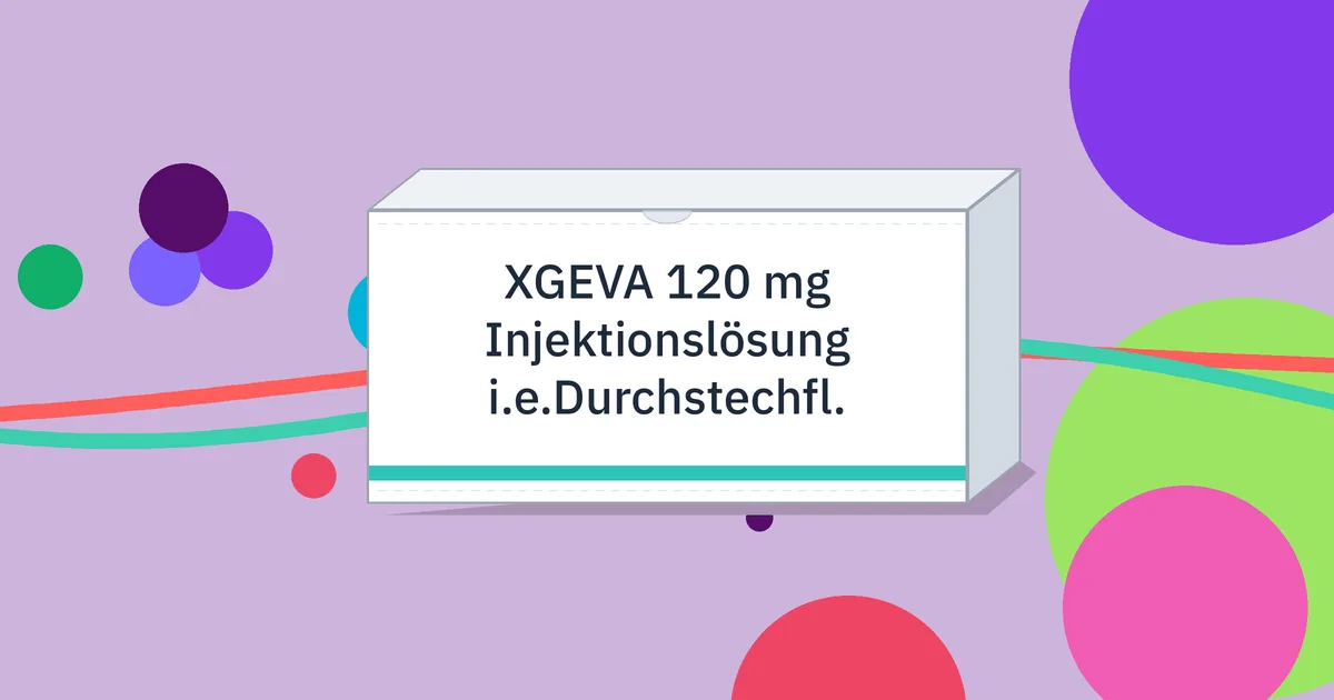 Symbolbild: Packung mit der Aufschrift XGEVA 120 mg Injektionslösung i.e.Durchstechfl. (PZN 20310760) – Verfügbarkeit und Bezug in Apotheken in Frankfurt am Main