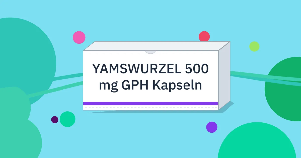 Symbolbild: Packung mit der Aufschrift YAMSWURZEL 500 mg GPH Kapseln (PZN 03378294) – Verfügbarkeit und Bezug in Apotheken in Frankfurt am Main