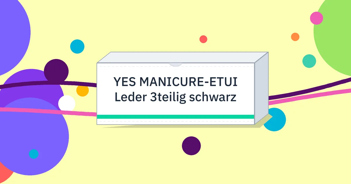 Symbolbild: Packung mit der Aufschrift YES MANICURE-ETUI Leder 3teilig schwarz (PZN 15733926) – Verfügbarkeit und Bezug in Apotheken in Frankfurt am Main