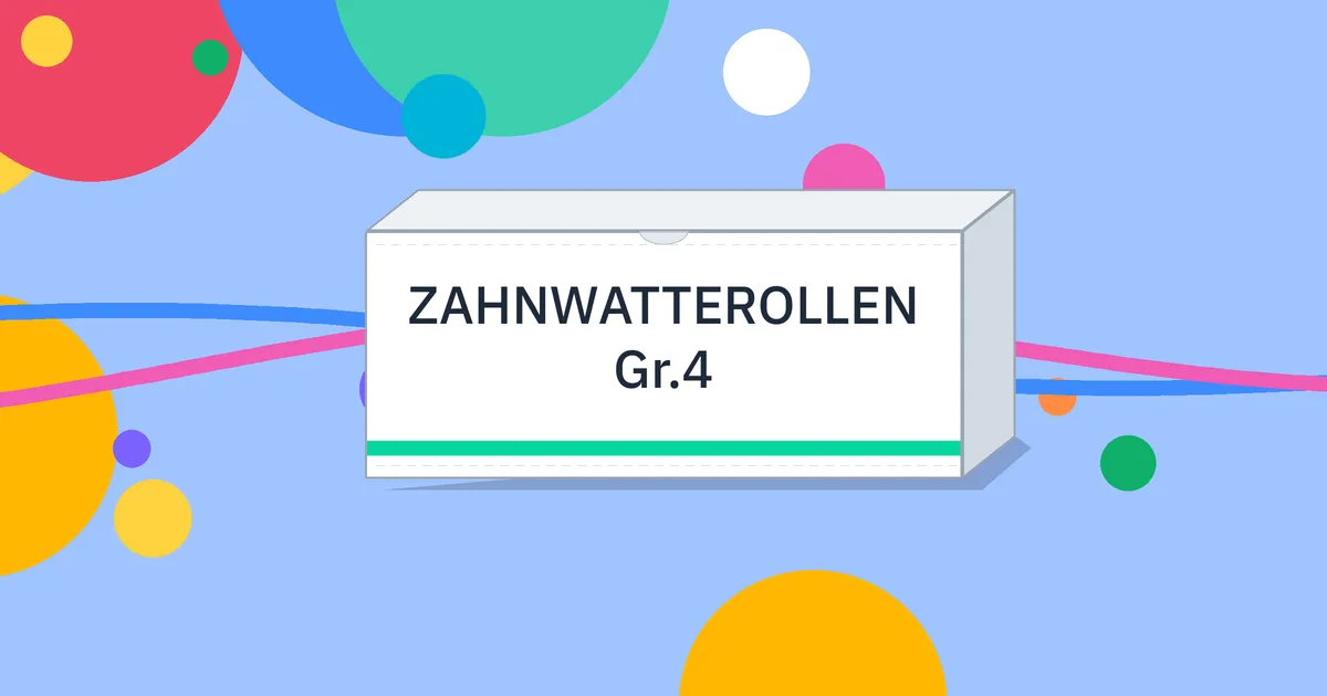 Symbolbild: Packung mit der Aufschrift ZAHNWATTEROLLEN Gr.4 (PZN 01723249) – Verfügbarkeit und Bezug in Apotheken in Frankfurt am Main