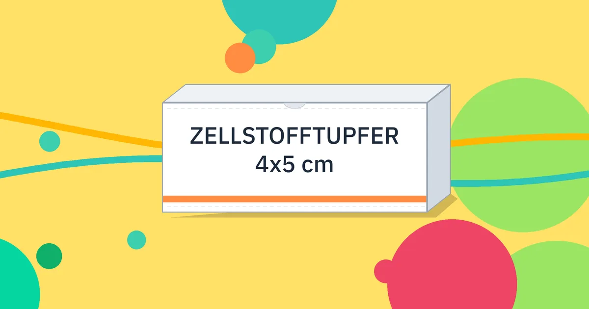 Symbolbild: Packung mit der Aufschrift ZELLSTOFFTUPFER 4x5 cm (PZN 00961834) – Verfügbarkeit und Bezug in Apotheken in Frankfurt am Main