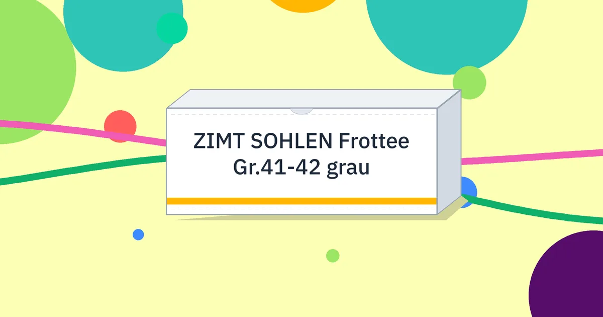 Symbolbild: Packung mit der Aufschrift ZIMT SOHLEN Frottee Gr.41-42 grau (PZN 19265899) – Verfügbarkeit und Bezug in Apotheken in Frankfurt am Main