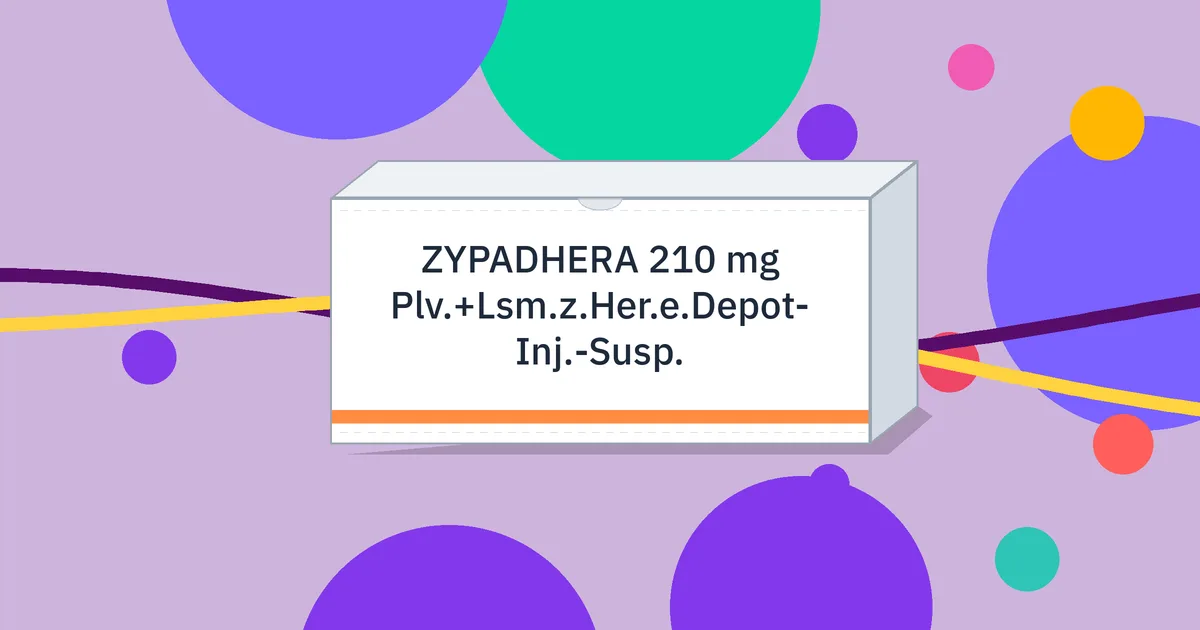 Symbolbild: Packung mit der Aufschrift ZYPADHERA 210 mg Plv.+Lsm.z.Her.e.Depot-Inj.-Susp. (PZN 15621392) – Verfügbarkeit und Bezug in Apotheken in Frankfurt am Main