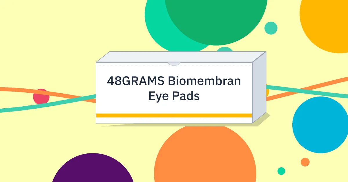 Symbolbild: Packung mit der Aufschrift 48GRAMS Biomembran Eye Pads (PZN 18678240) – Verfügbarkeit und Bezug in Apotheken in Frankfurt am Main