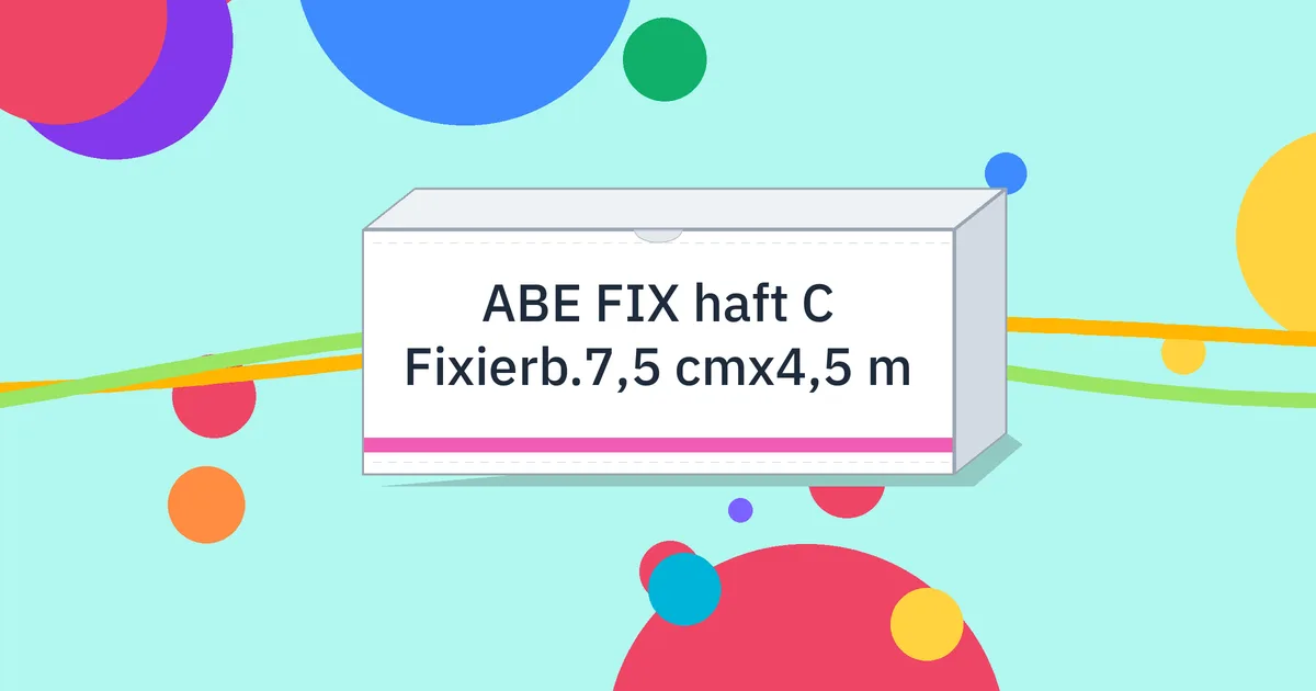 Symbolbild: Packung mit der Aufschrift ABE FIX haft C Fixierb.7,5 cmx4,5 m (PZN 14163846) – Verfügbarkeit und Bezug in Apotheken in Frankfurt am Main