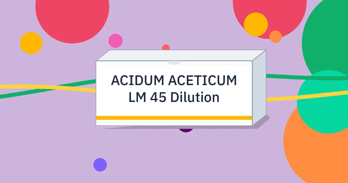 Symbolbild: Packung mit der Aufschrift ACIDUM ACETICUM LM 45 Dilution (PZN 13267489) – Verfügbarkeit und Bezug in Apotheken in Frankfurt am Main