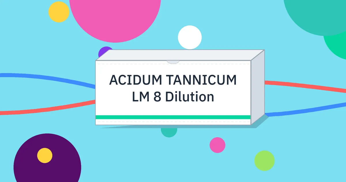 Symbolbild: Packung mit der Aufschrift ACIDUM TANNICUM LM 8 Dilution (PZN 13285636) – Verfügbarkeit und Bezug in Apotheken in Frankfurt am Main