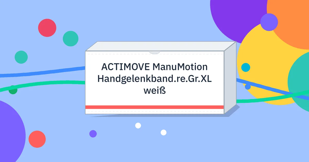 Symbolbild: Packung mit der Aufschrift ACTIMOVE ManuMotion Handgelenkband.re.Gr.XL weiß (PZN 17948281) – Verfügbarkeit und Bezug in Apotheken in Frankfurt am Main