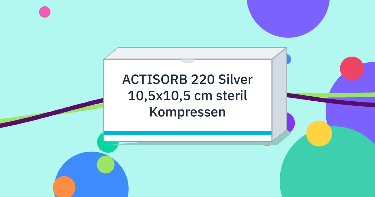 Symbolbild: Packung mit der Aufschrift ACTISORB 220 Silver 10,5x10,5 cm steril Kompressen (PZN 16594711) – Verfügbarkeit und Bezug in Apotheken in Frankfurt am Main