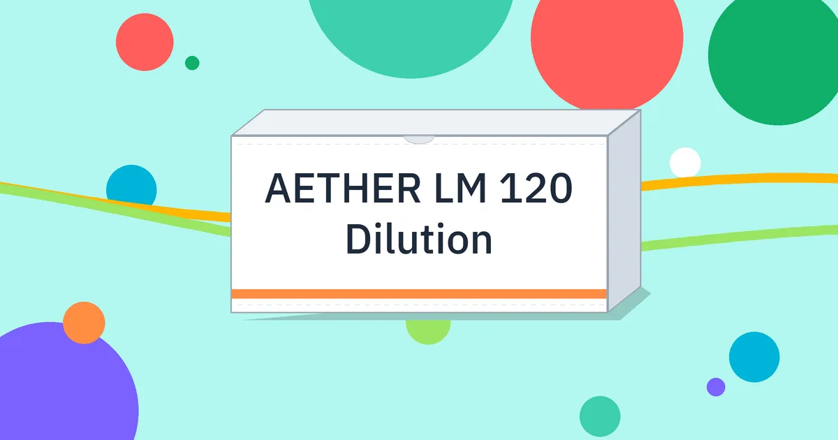 Symbolbild: Packung mit der Aufschrift AETHER LM 120 Dilution (PZN 13300749) – Verfügbarkeit und Bezug in Apotheken in Frankfurt am Main