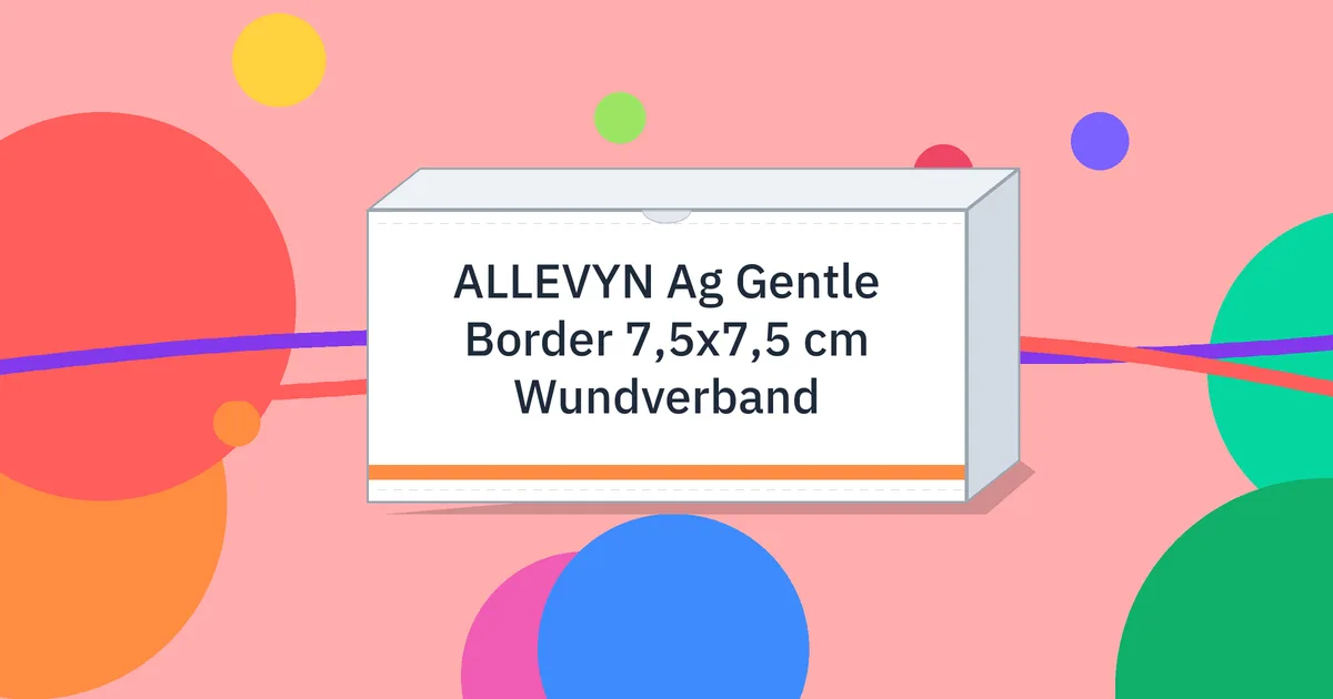 Symbolbild: Packung mit der Aufschrift ALLEVYN Ag Gentle Border 7,5x7,5 cm Wundverband (PZN 03296142) – Verfügbarkeit und Bezug in Apotheken in Frankfurt am Main