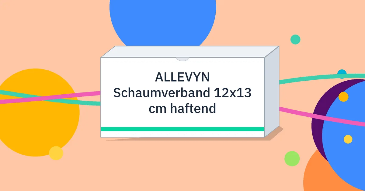 Symbolbild: Packung mit der Aufschrift ALLEVYN Schaumverband 12x13 cm haftend (PZN 16013708) – Verfügbarkeit und Bezug in Apotheken in Frankfurt am Main
