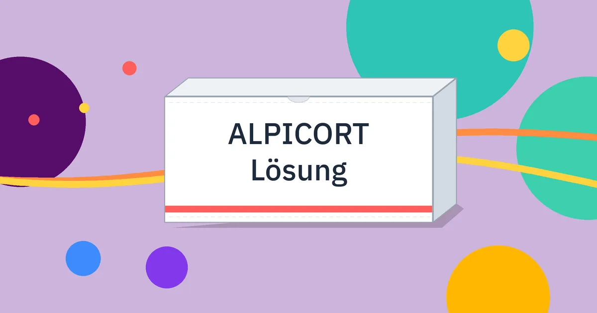 Symbolbild: Packung mit der Aufschrift ALPICORT Lösung (PZN 08737846) – Verfügbarkeit und Bezug in Apotheken in Frankfurt am Main
