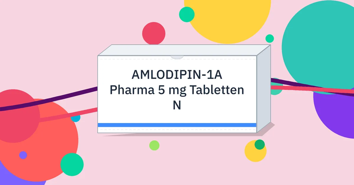 Symbolbild: Packung mit der Aufschrift AMLODIPIN-1A Pharma 5 mg Tabletten N (PZN 00889893) – Verfügbarkeit und Bezug in Apotheken in Frankfurt am Main