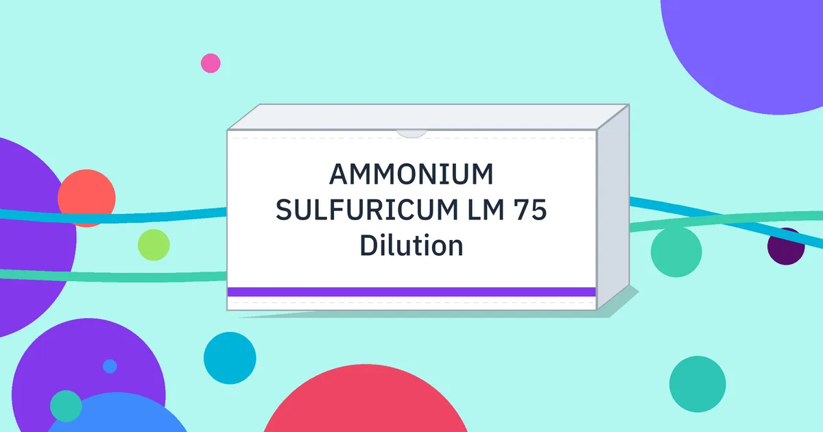 Symbolbild: Packung mit der Aufschrift AMMONIUM SULFURICUM LM 75 Dilution (PZN 13323472) – Verfügbarkeit und Bezug in Apotheken in Frankfurt am Main