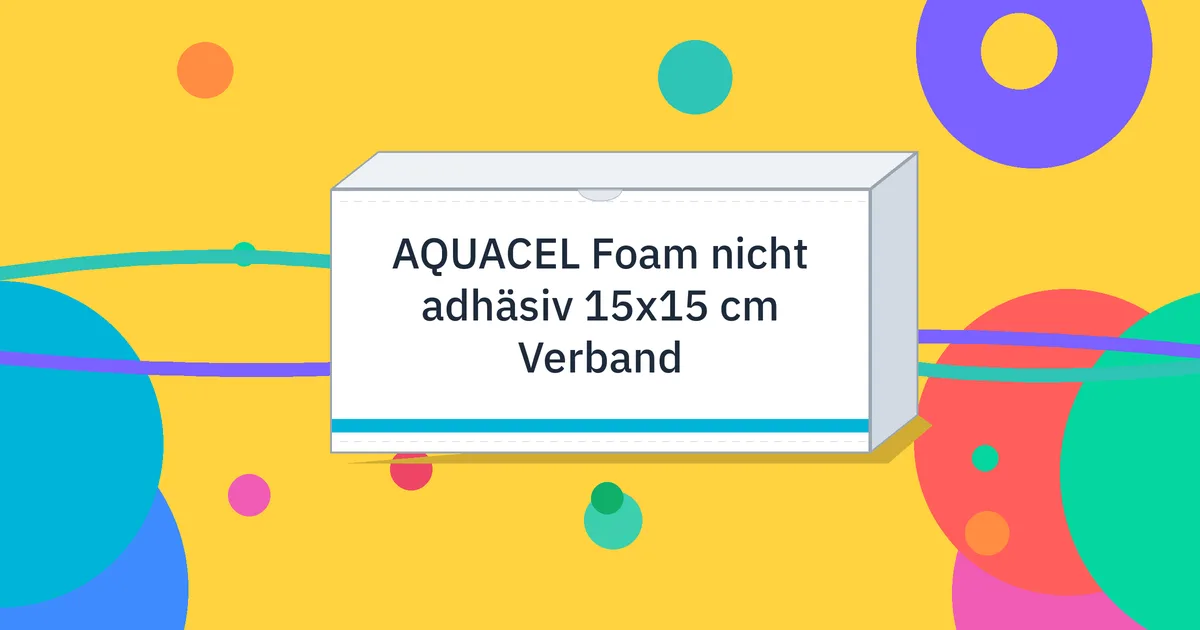 Symbolbild: Packung mit der Aufschrift AQUACEL Foam nicht adhäsiv 15x15 cm Verband (PZN 20179685) – Verfügbarkeit und Bezug in Apotheken in Frankfurt am Main