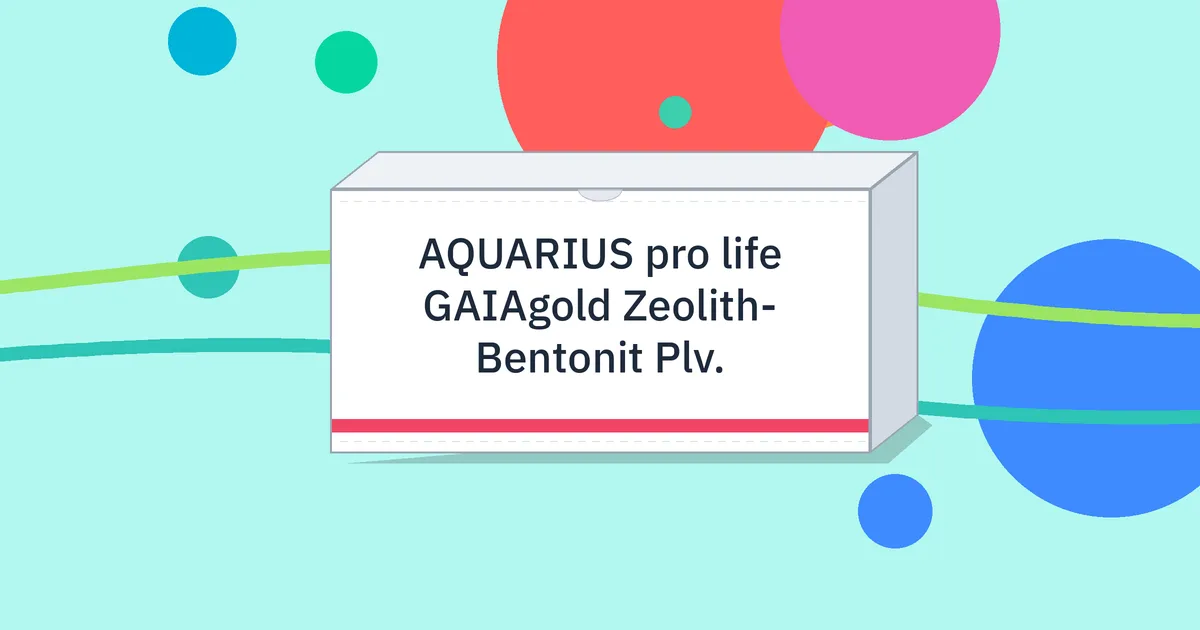 Symbolbild: Packung mit der Aufschrift AQUARIUS pro life GAIAgold Zeolith-Bentonit Plv. (PZN 17437273) – Verfügbarkeit und Bezug in Apotheken in Frankfurt am Main