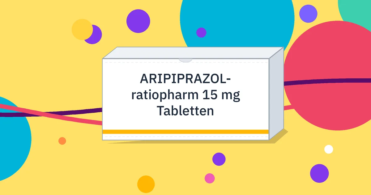 Symbolbild: Packung mit der Aufschrift ARIPIPRAZOL-ratiopharm 15 mg Tabletten (PZN 13981784) – Verfügbarkeit und Bezug in Apotheken in Frankfurt am Main