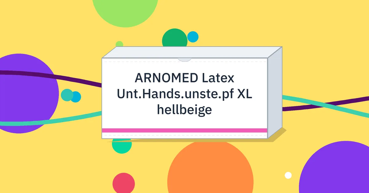 Symbolbild: Packung mit der Aufschrift ARNOMED Latex Unt.Hands.unste.pf XL hellbeige (PZN 13699332) – Verfügbarkeit und Bezug in Apotheken in Frankfurt am Main