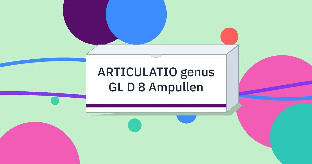 Symbolbild: Packung mit der Aufschrift ARTICULATIO genus GL D 8 Ampullen (PZN 03353288) – Verfügbarkeit und Bezug in Apotheken in Frankfurt am Main