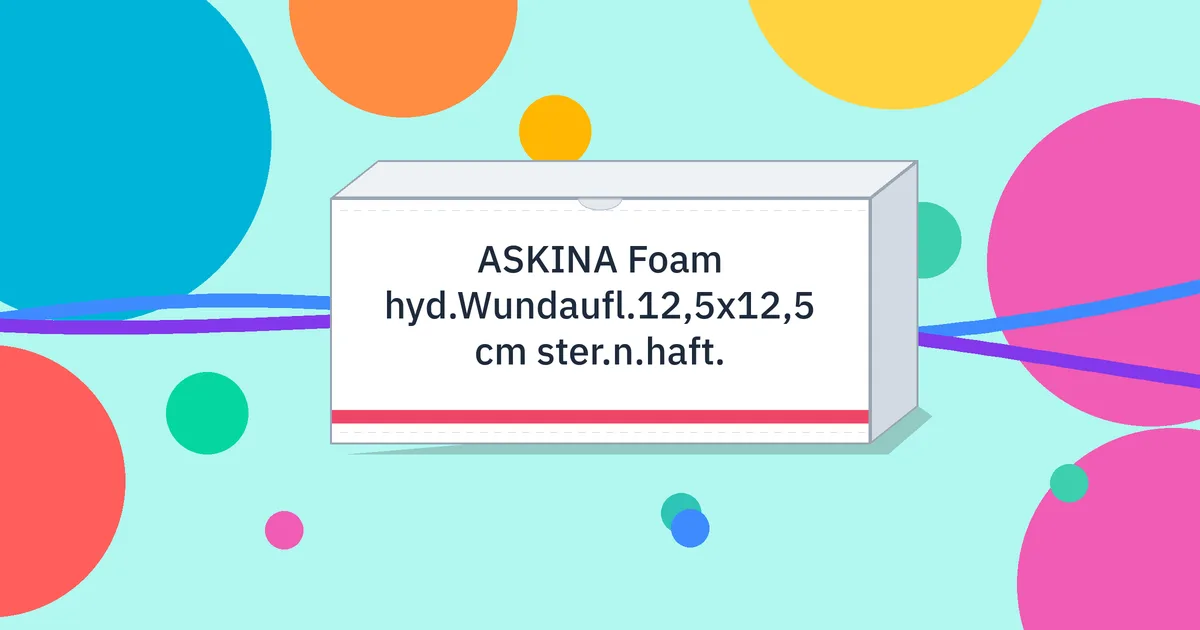 Symbolbild: Packung mit der Aufschrift ASKINA Foam hyd.Wundaufl.12,5x12,5 cm ster.n.haft. (PZN 18208592) – Verfügbarkeit und Bezug in Apotheken in Frankfurt am Main