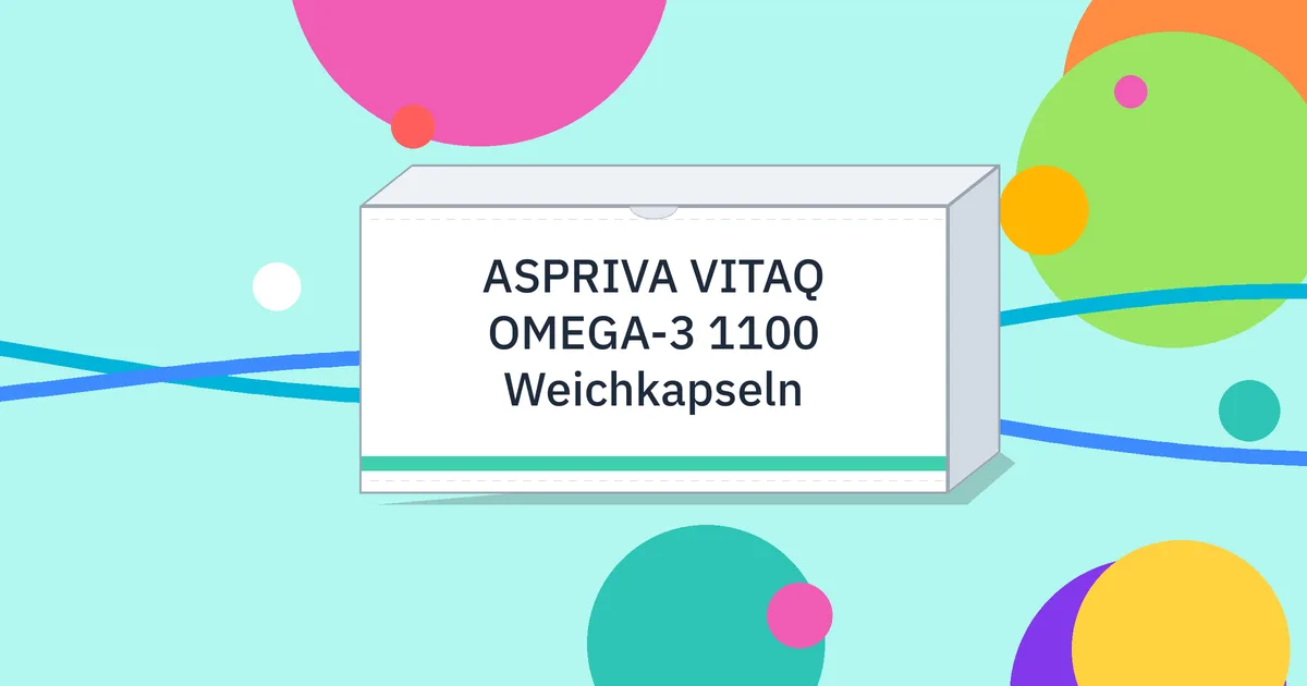 Symbolbild: Packung mit der Aufschrift ASPRIVA VITAQ OMEGA-3 1100 Weichkapseln (PZN 20935218) – Verfügbarkeit und Bezug in Apotheken in Frankfurt am Main