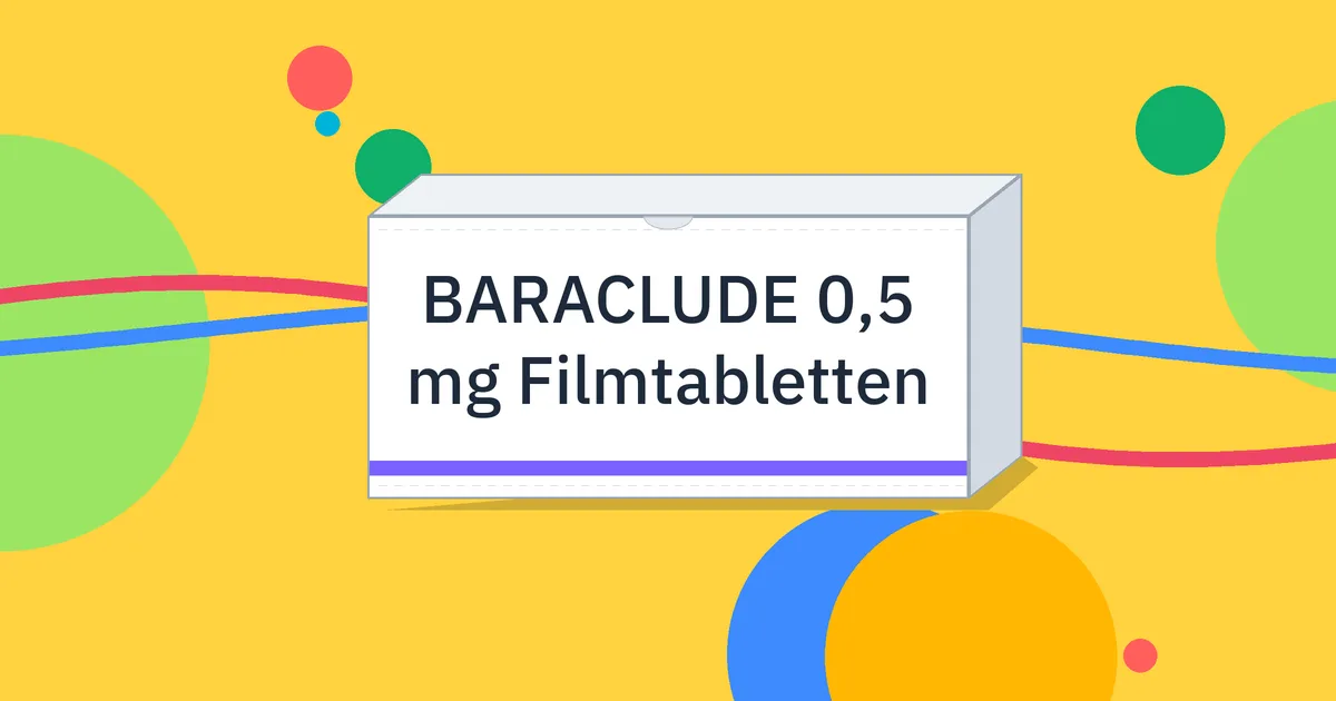 Symbolbild: Packung mit der Aufschrift BARACLUDE 0,5 mg Filmtabletten (PZN 12740682) – Verfügbarkeit und Bezug in Apotheken in Frankfurt am Main