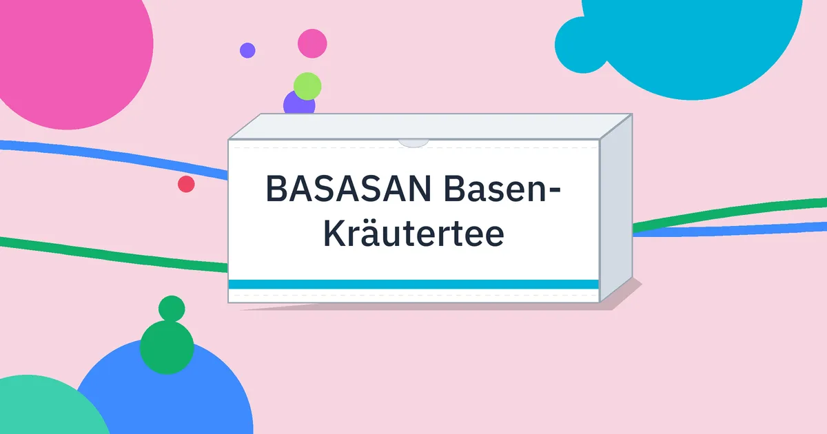 Symbolbild: Packung mit der Aufschrift BASASAN Basen-Kräutertee (PZN 14252981) – Verfügbarkeit und Bezug in Apotheken in Frankfurt am Main