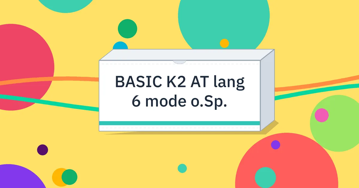 Symbolbild: Packung mit der Aufschrift BASIC K2 AT lang 6 mode o.Sp. (PZN 20269916) – Verfügbarkeit und Bezug in Apotheken in Frankfurt am Main