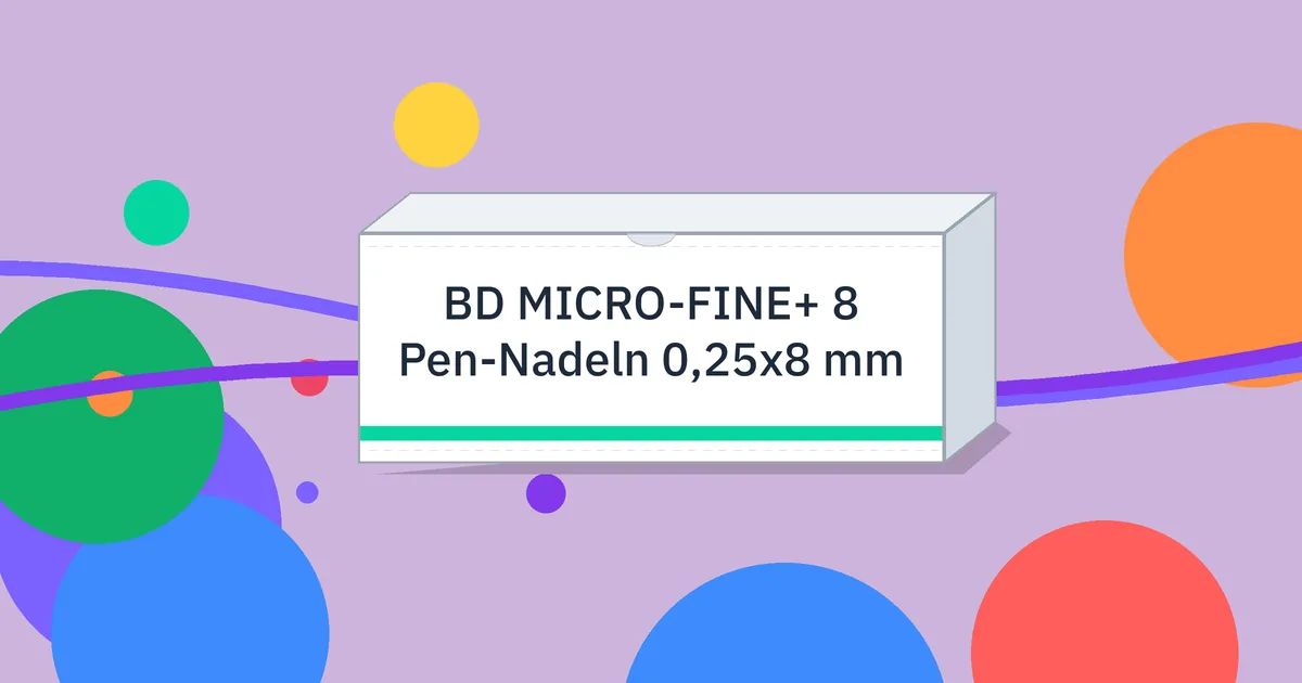 Symbolbild: Packung mit der Aufschrift BD MICRO-FINE+ 8 Pen-Nadeln 0,25x8 mm (PZN 03813732) – Verfügbarkeit und Bezug in Apotheken in Frankfurt am Main
