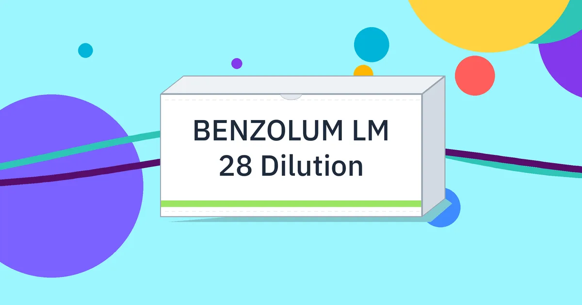 Symbolbild: Packung mit der Aufschrift BENZOLUM LM 28 Dilution (PZN 12792644) – Verfügbarkeit und Bezug in Apotheken in Frankfurt am Main