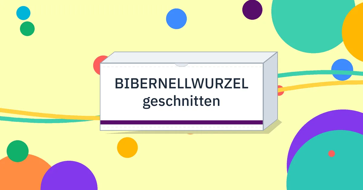 Symbolbild: Packung mit der Aufschrift BIBERNELLWURZEL geschnitten (PZN 14031240) – Verfügbarkeit und Bezug in Apotheken in Frankfurt am Main