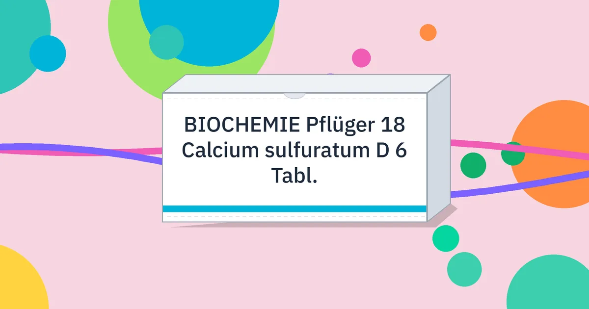 Symbolbild: Packung mit der Aufschrift BIOCHEMIE Pflüger 18 Calcium sulfuratum D 6 Tabl. (PZN 06322383) – Verfügbarkeit und Bezug in Apotheken in Frankfurt am Main