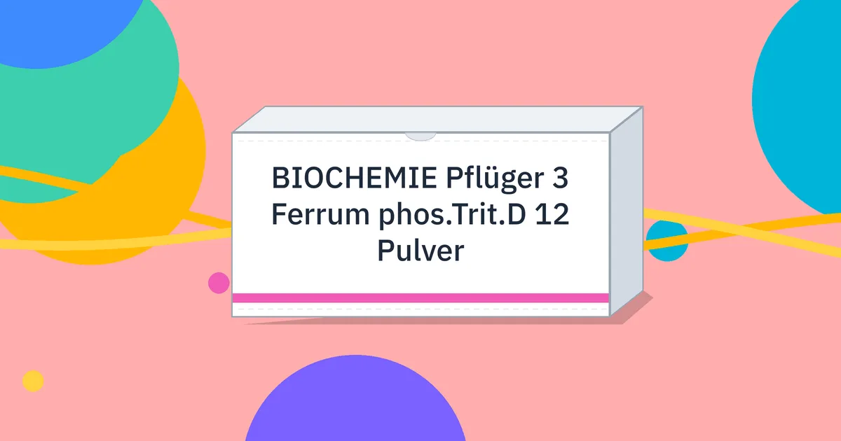 Symbolbild: Packung mit der Aufschrift BIOCHEMIE Pflüger 3 Ferrum phos.Trit.D 12 Pulver (PZN 16522456) – Verfügbarkeit und Bezug in Apotheken in Frankfurt am Main