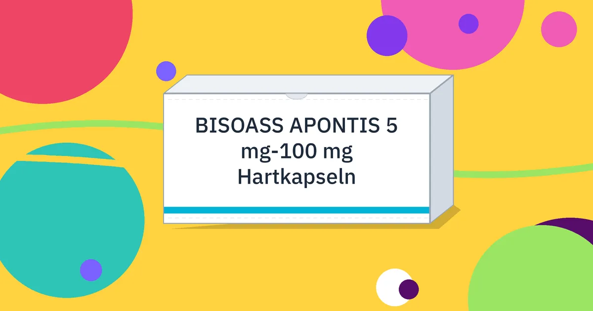 Symbolbild: Packung mit der Aufschrift BISOASS APONTIS 5 mg-100 mg Hartkapseln (PZN 18798553) – Verfügbarkeit und Bezug in Apotheken in Frankfurt am Main