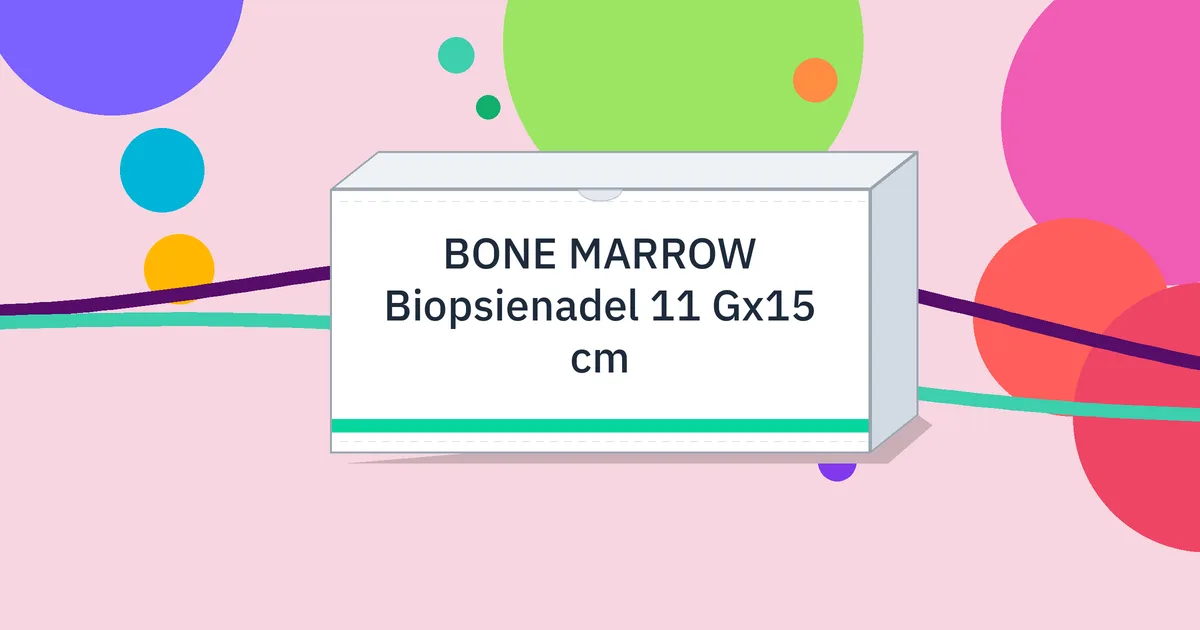 Symbolbild: Packung mit der Aufschrift BONE MARROW Biopsienadel 11 Gx15 cm (PZN 09190516) – Verfügbarkeit und Bezug in Apotheken in Frankfurt am Main