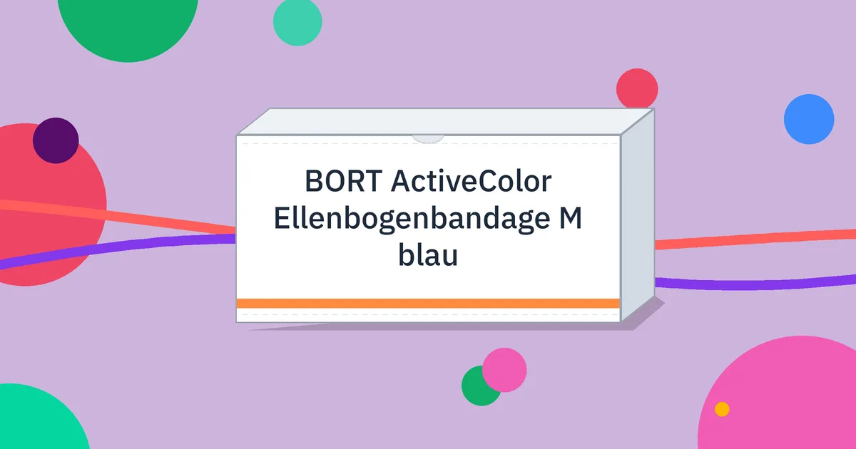 Symbolbild: Packung mit der Aufschrift BORT ActiveColor Ellenbogenbandage M blau (PZN 06914451) – Verfügbarkeit und Bezug in Apotheken in Frankfurt am Main