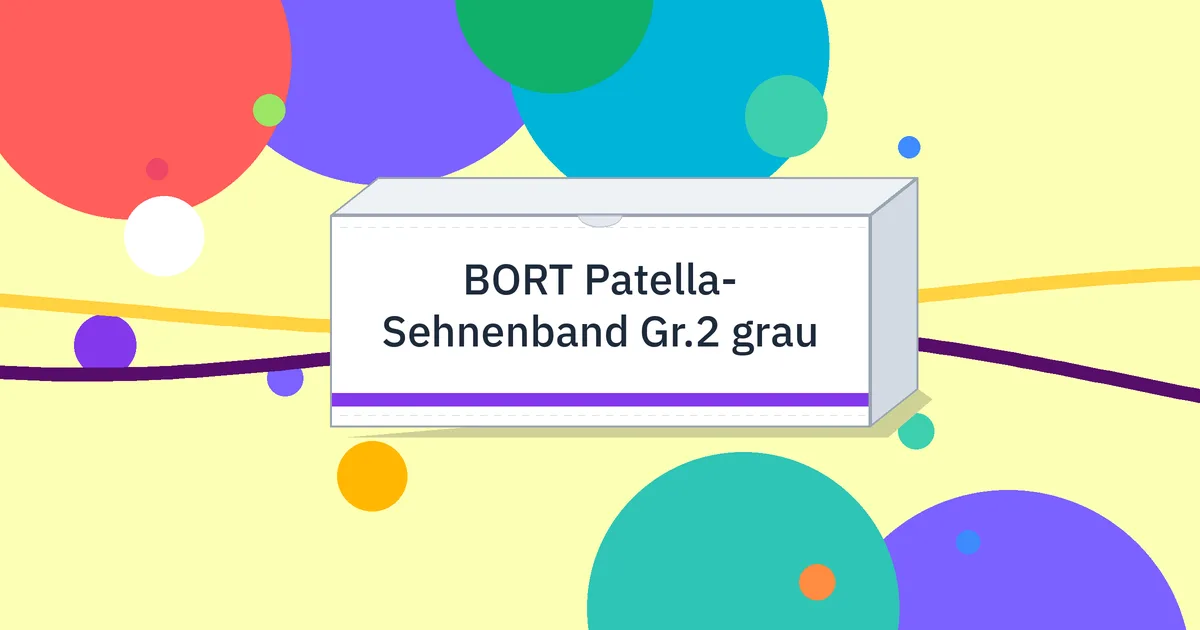 Symbolbild: Packung mit der Aufschrift BORT Patella-Sehnenband Gr.2 grau (PZN 16847371) – Verfügbarkeit und Bezug in Apotheken in Frankfurt am Main