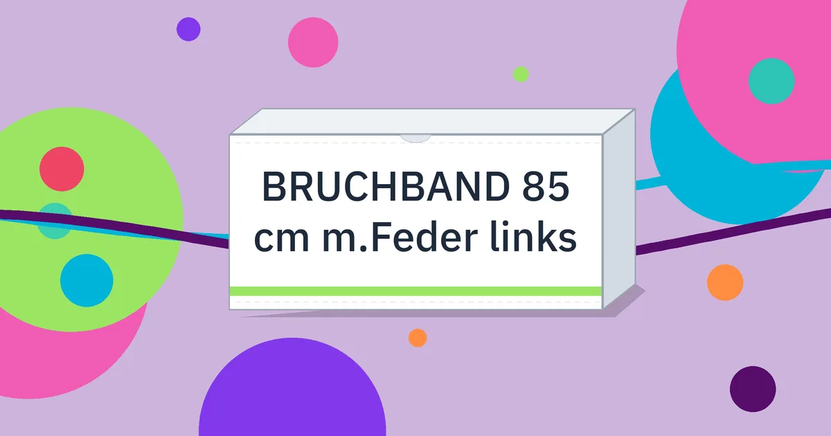 Symbolbild: Packung mit der Aufschrift BRUCHBAND 85 cm m.Feder links (PZN 01725277) – Verfügbarkeit und Bezug in Apotheken in Frankfurt am Main