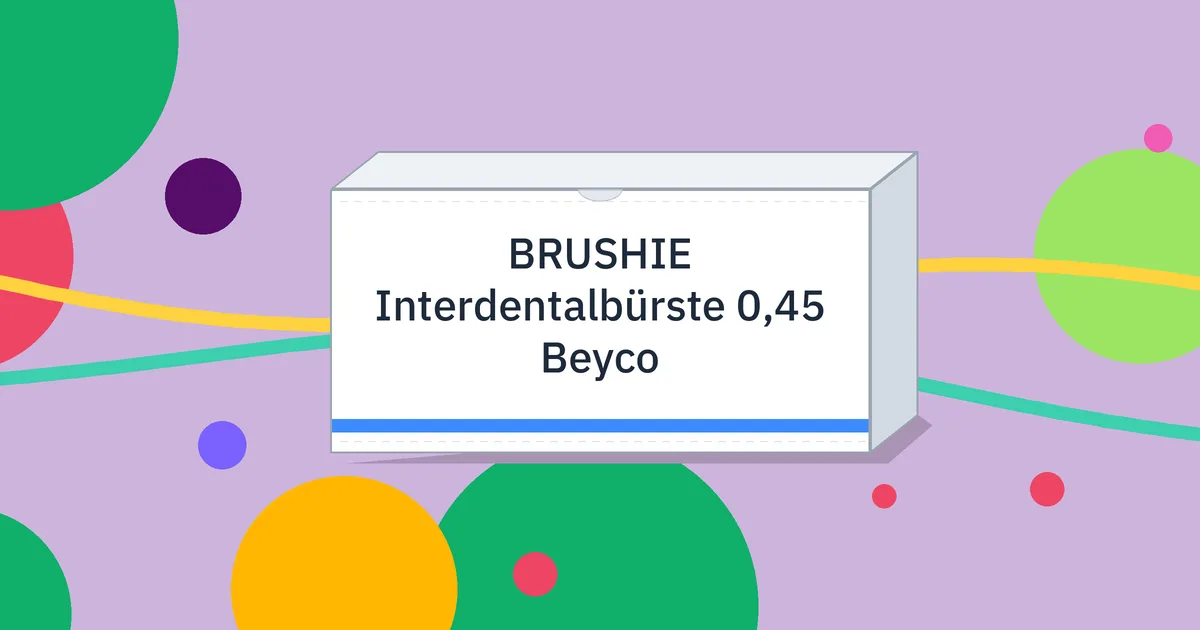 Symbolbild: Packung mit der Aufschrift BRUSHIE Interdentalbürste 0,45 Beyco (PZN 09043956) – Verfügbarkeit und Bezug in Apotheken in Frankfurt am Main