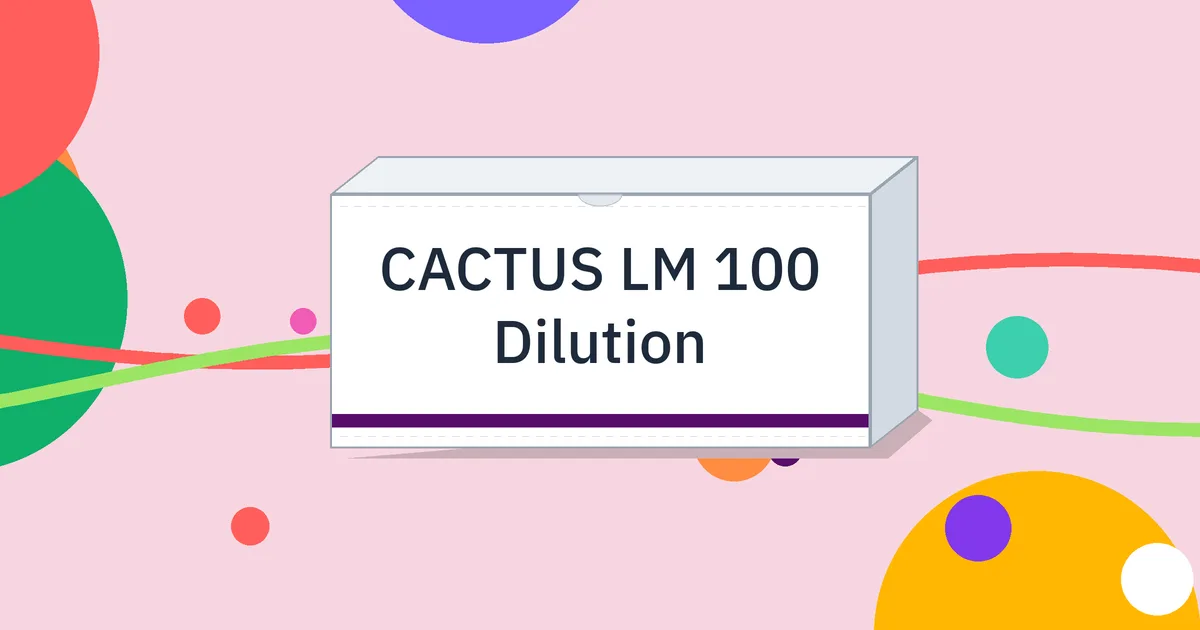 Symbolbild: Packung mit der Aufschrift CACTUS LM 100 Dilution (PZN 12797676) – Verfügbarkeit und Bezug in Apotheken in Frankfurt am Main