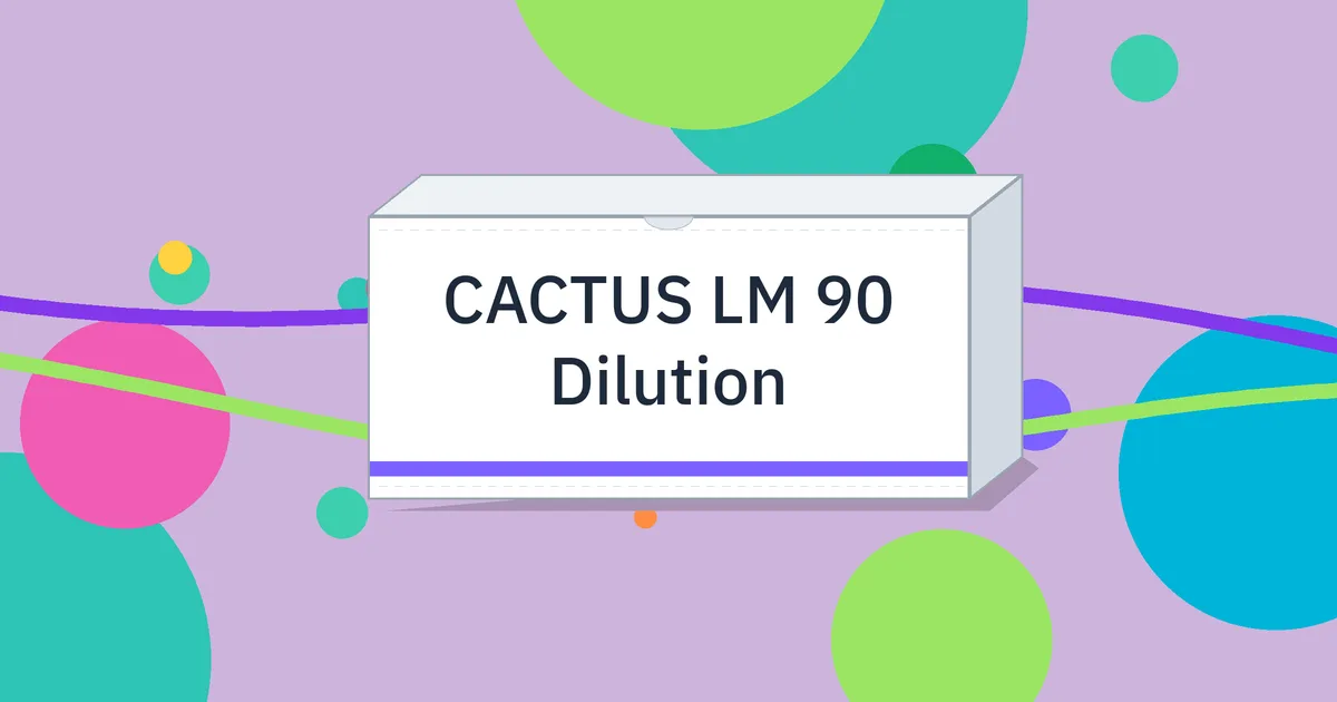 Symbolbild: Packung mit der Aufschrift CACTUS LM 90 Dilution (PZN 12797647) – Verfügbarkeit und Bezug in Apotheken in Frankfurt am Main