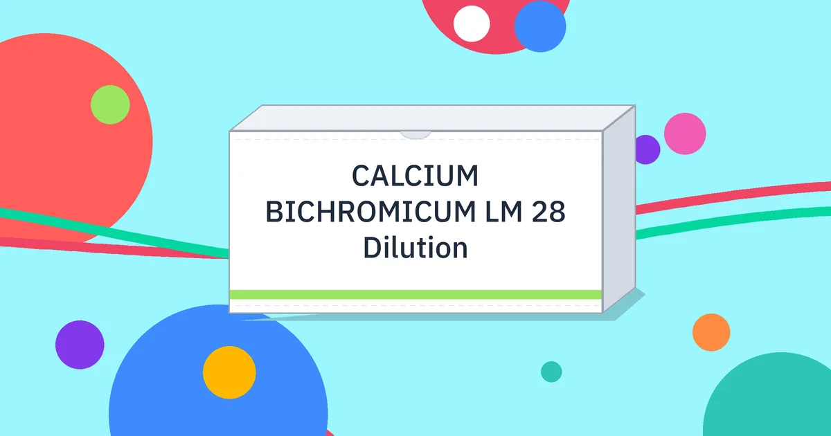 Symbolbild: Packung mit der Aufschrift CALCIUM BICHROMICUM LM 28 Dilution (PZN 13407602) – Verfügbarkeit und Bezug in Apotheken in Frankfurt am Main