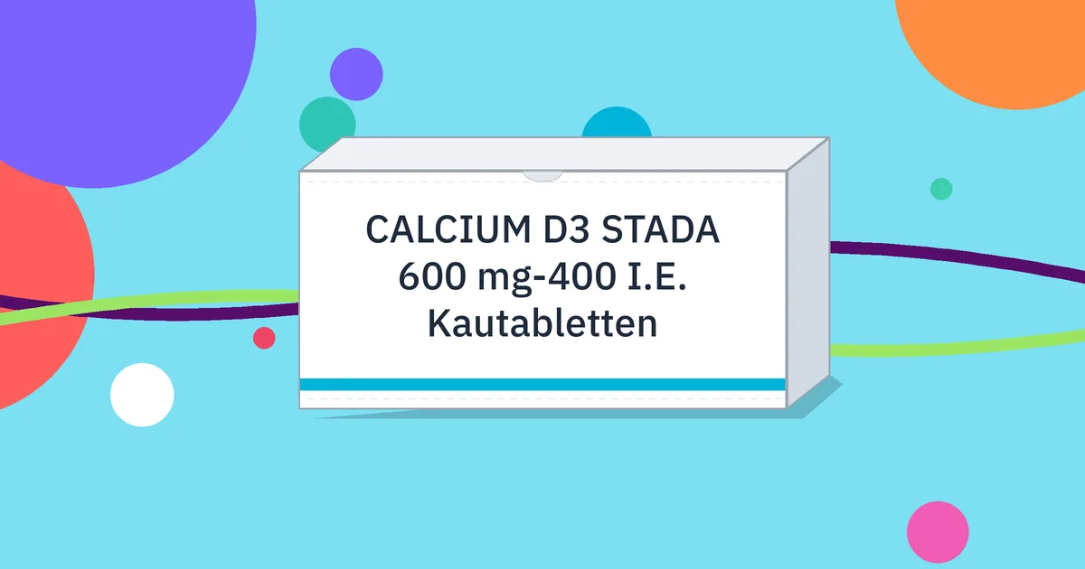 Symbolbild: Packung mit der Aufschrift CALCIUM D3 STADA 600 mg-400 I.E. Kautabletten (PZN 09234314) – Verfügbarkeit und Bezug in Apotheken in Frankfurt am Main
