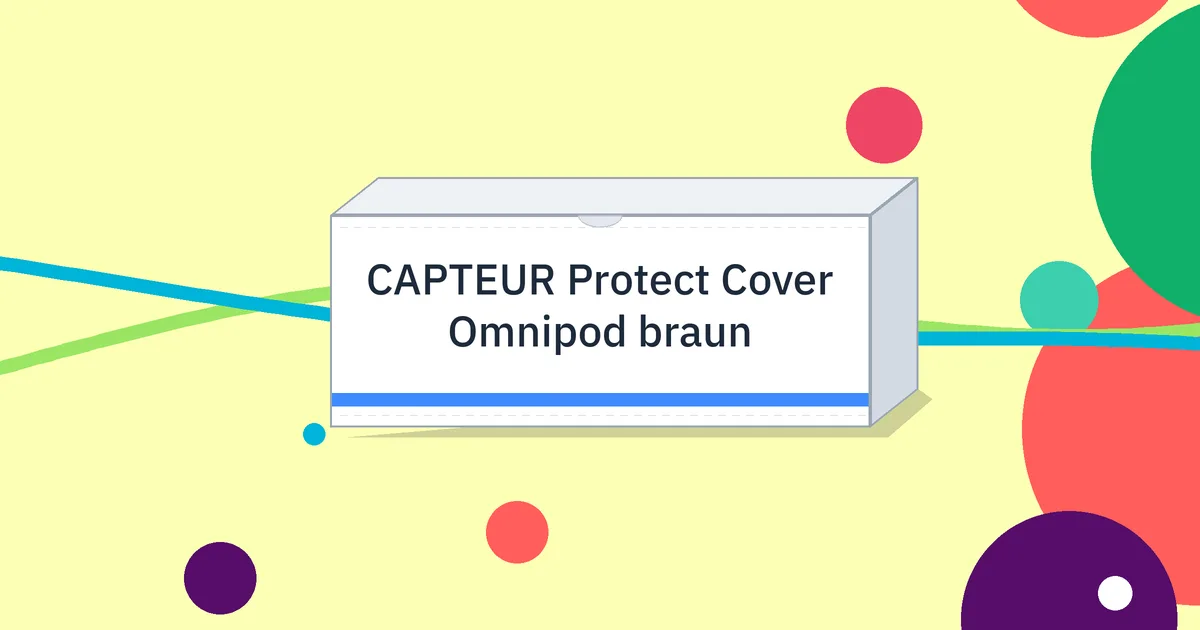 Symbolbild: Packung mit der Aufschrift CAPTEUR Protect Cover Omnipod braun (PZN 20203952) – Verfügbarkeit und Bezug in Apotheken in Frankfurt am Main
